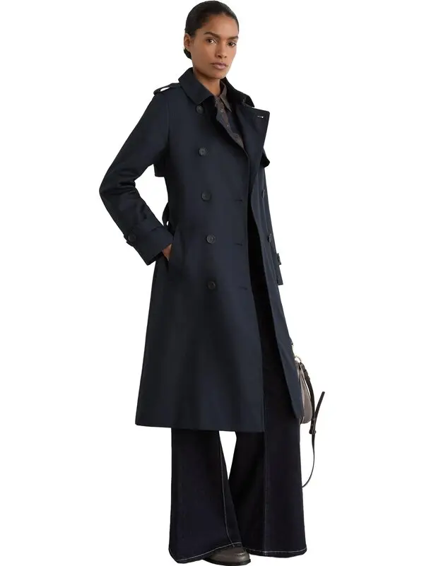 REISS Azura Hooded Insert Trench Coat - Navy