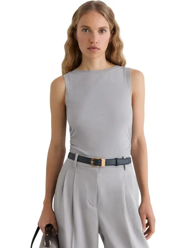 REISS Sheer-trim Ruched Vest - Grey