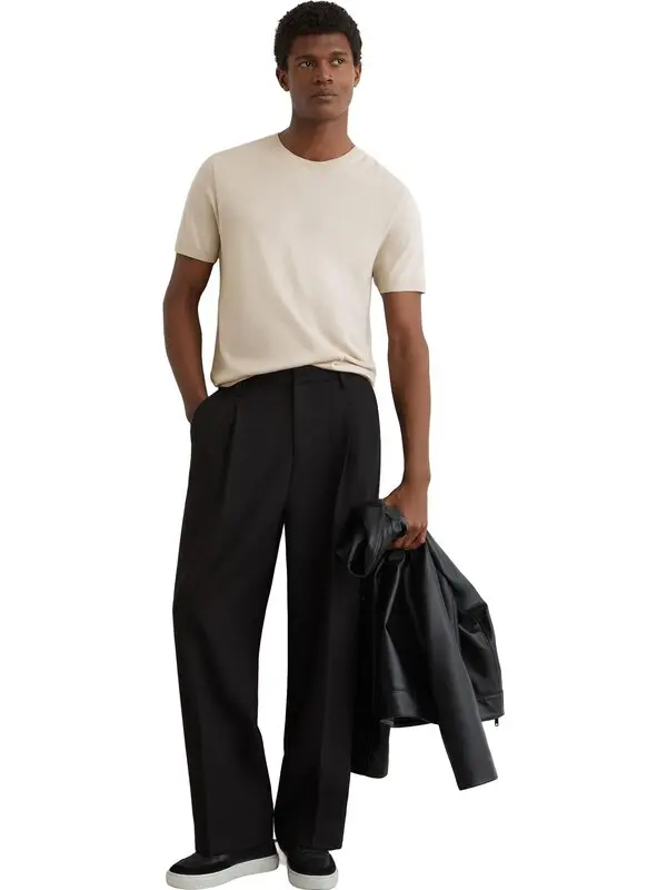 REISS Cotton- Crew-neck Modern-fit T-shirt - Stone