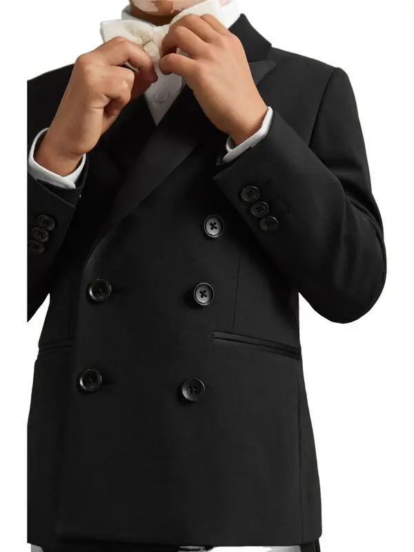 REISS Knightsbridge 9-13 Yrs Double-breasted Tuxedo Blazer Wool-blend - Black