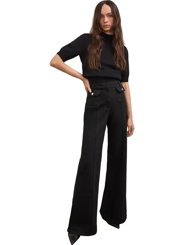 REISS Flared Pocket-detail Jeans - Black