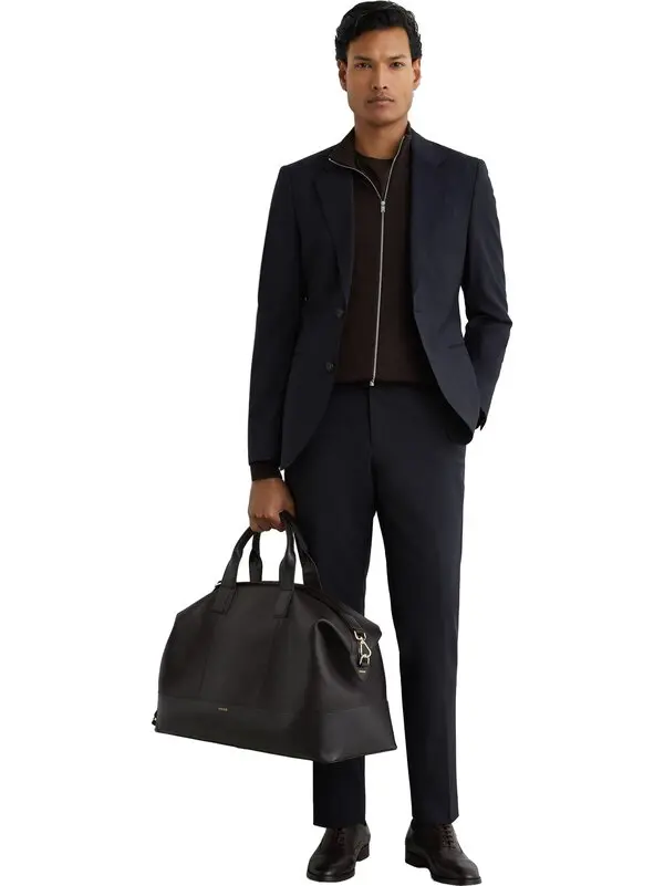 REISS Tailored Fit Wool-blend Suit Trousers - Navy