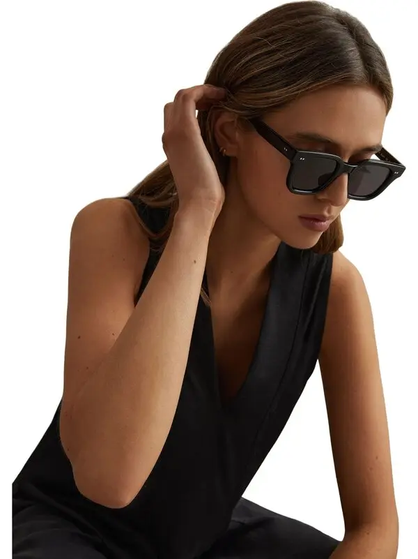 REISS V-neck Shell Top - Black