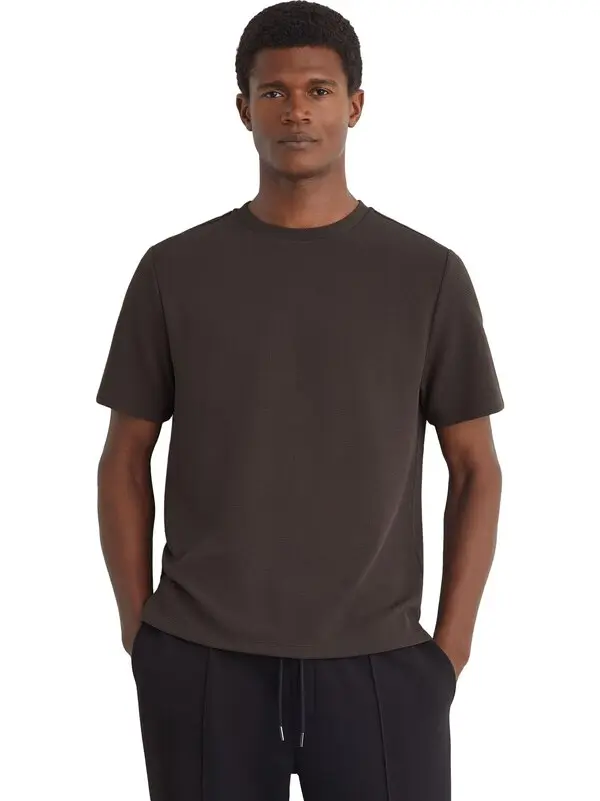 REISS Textured Modern-fit Crew-neck T-shirt - Brown
