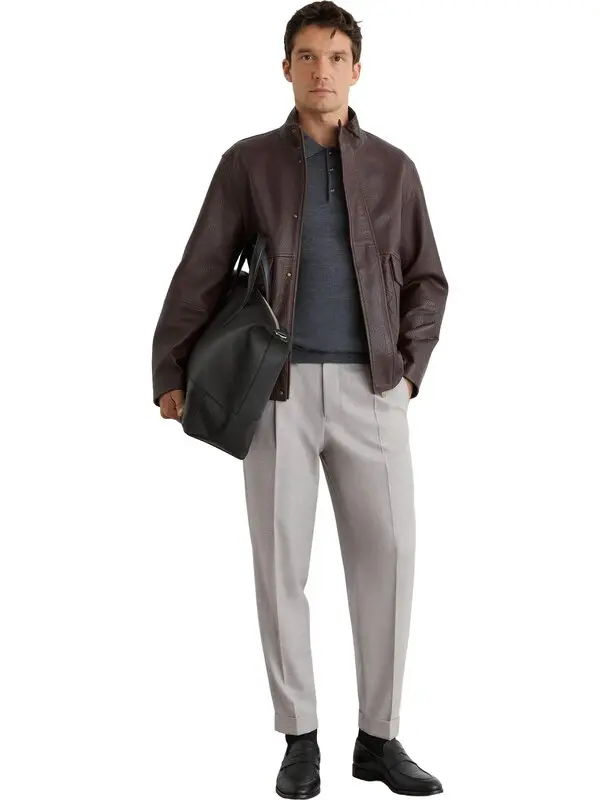 REISS Relaxed Drawstring Trousers With Turn-ups - Grey