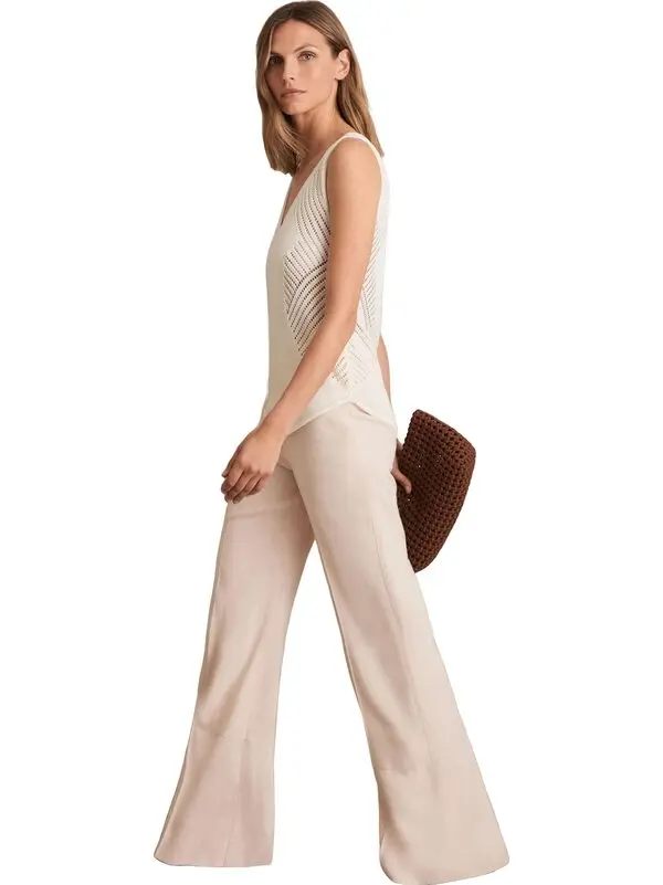 REISS Darcie Wide-leg Tailored Trousers - Pink