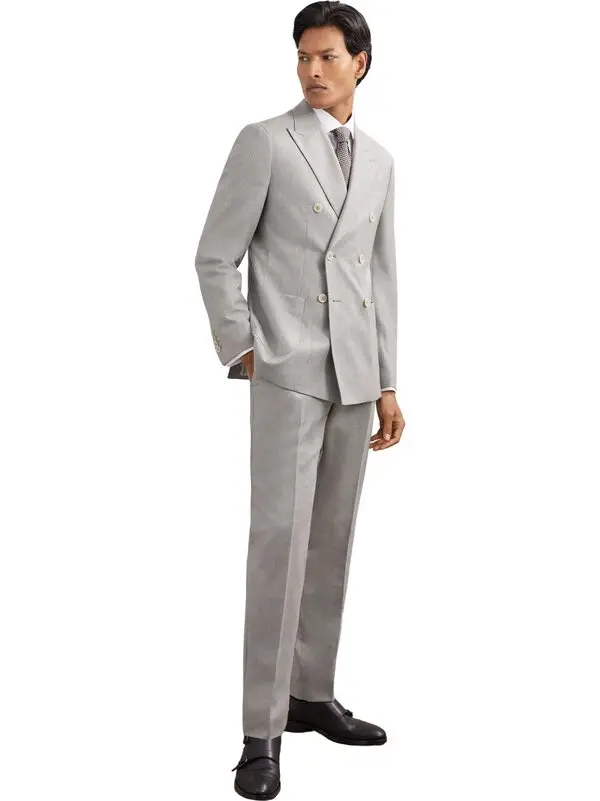 REISS Wool-flannel Tailored-fit Suit Trousers - Soft Grey