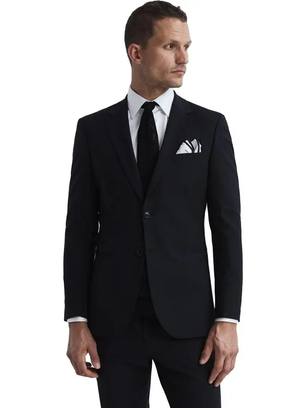 REISS Modern Fit Travel Blazer - Black