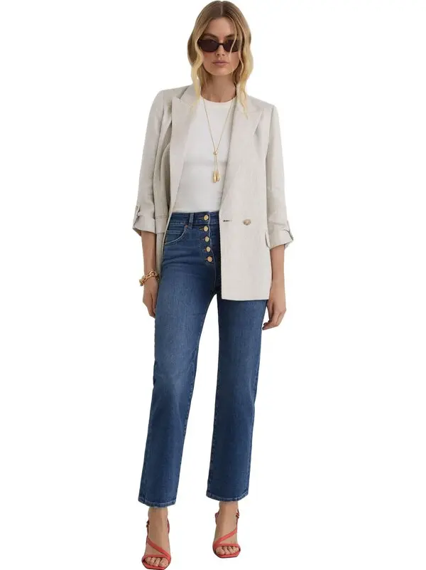 REISS Straight-leg Cropped Jeans - Mid Blue
