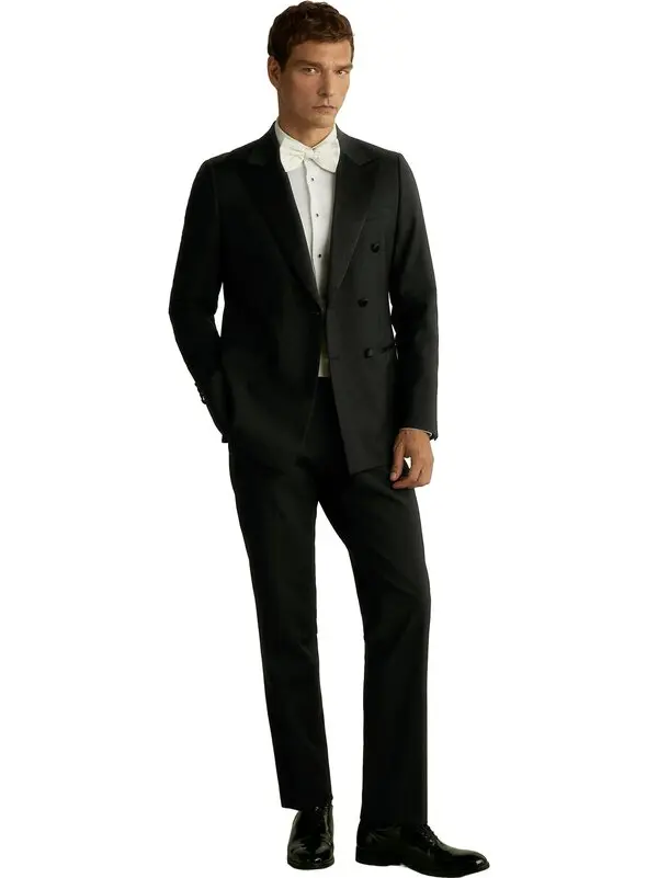 REISS Tailored Fit Double-breasted Tuxedo Jacket - Black