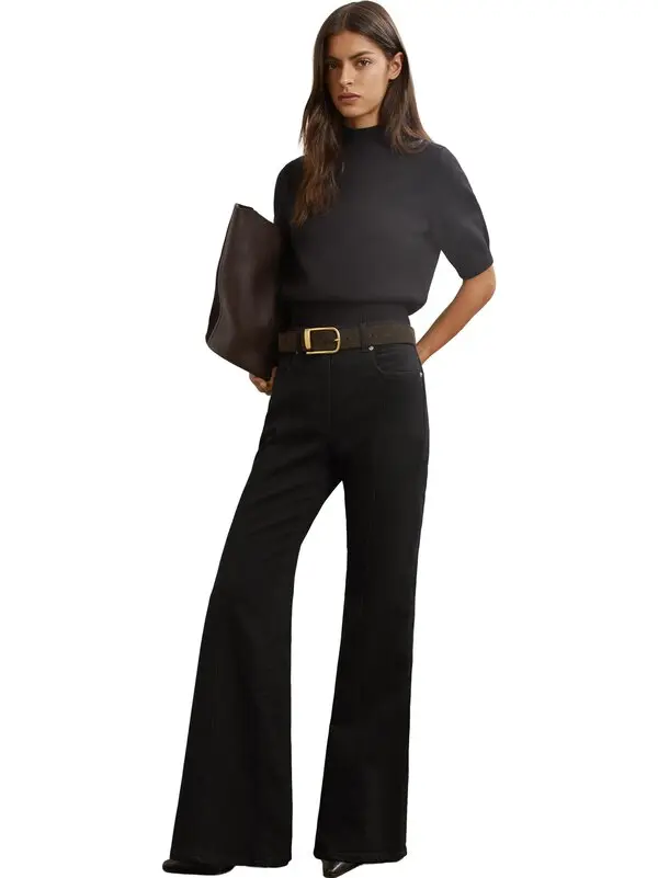 REISS Flared Seam-detail Jeans - Black