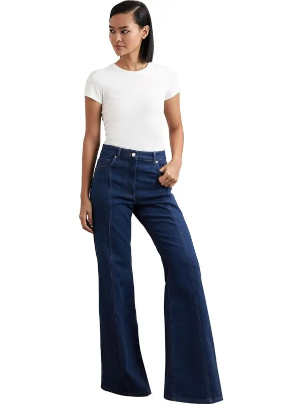 REISS Flared Seam-detail Jeans - Blue