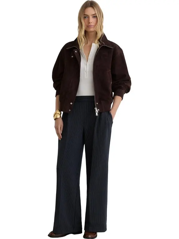 REISS Pinstripe Wide-leg Joggers - Navy