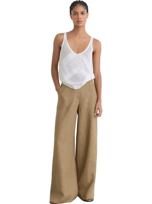 REISS Open-stitch Knitted Vest - Ivory