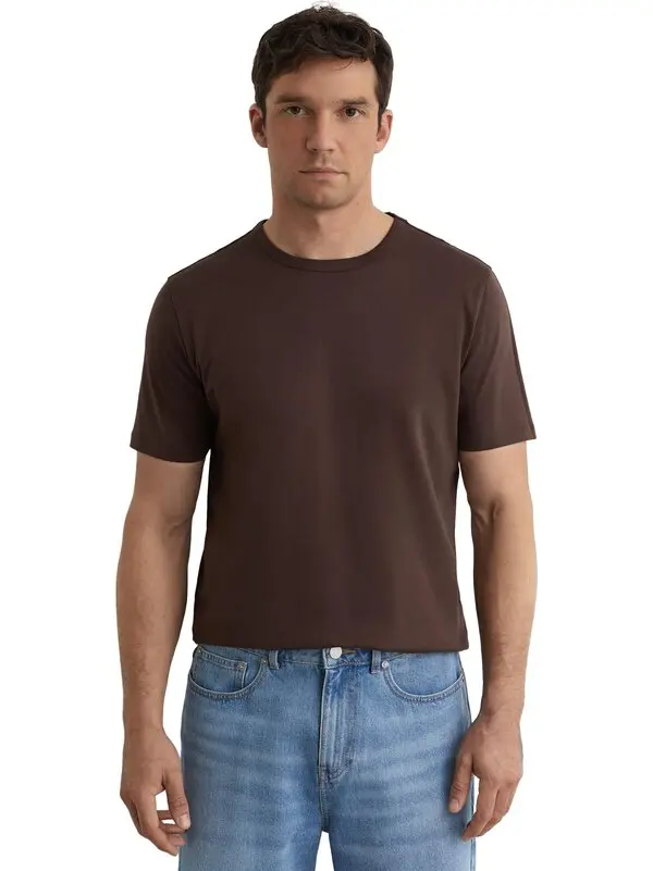 REISS Air-water Cotton Tailored-fit T-shirt - Brown