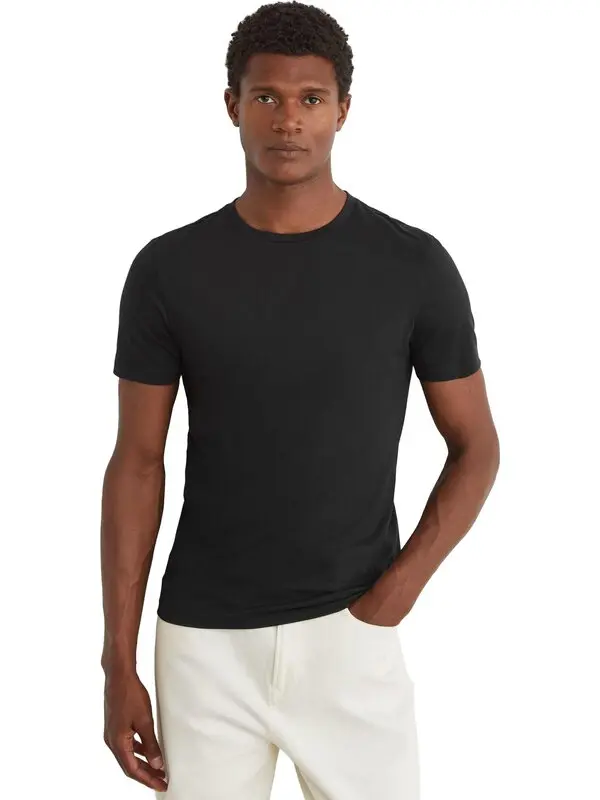REISS Air-water Cotton Tailored-fit T-shirt - Black