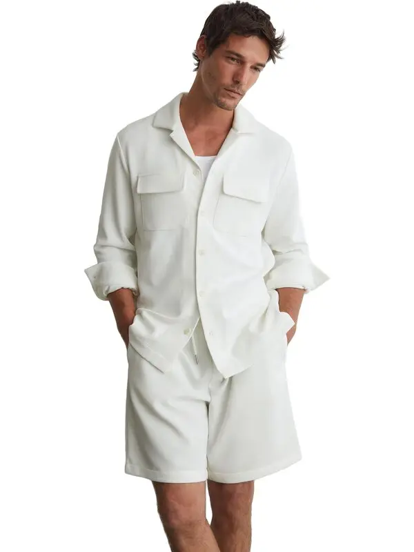 REISS Textured Twin-pocket Regular-fit Shirt - White