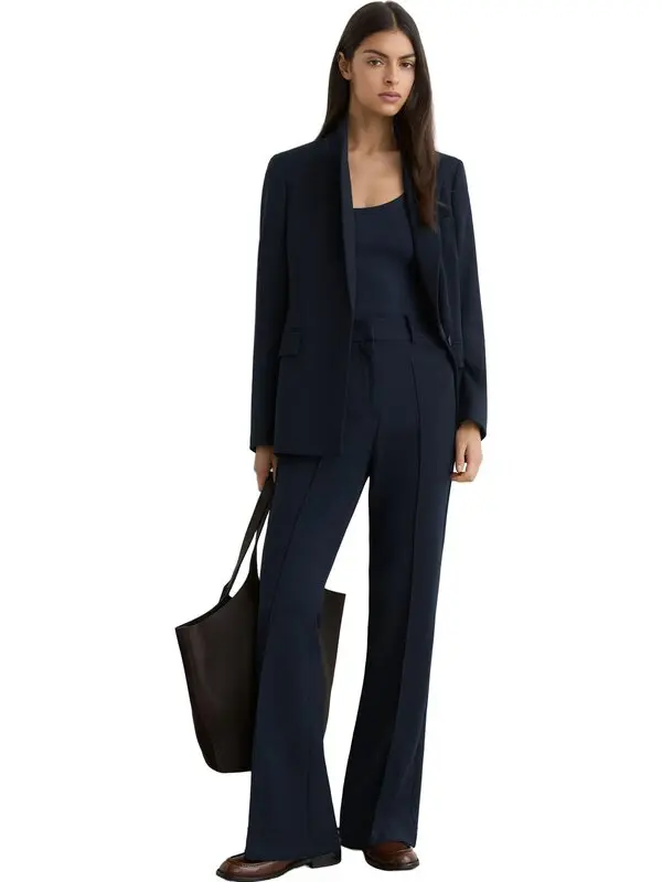 REISS Gabi Flared Suit Trousers - Navy