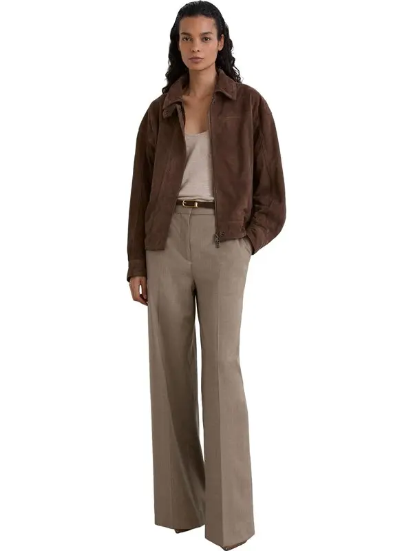REISS Petite Wool-blend Wide-leg Trousers - Neutral