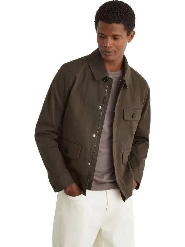 REISS Cotton-blend Zip-through Jacket - Brown