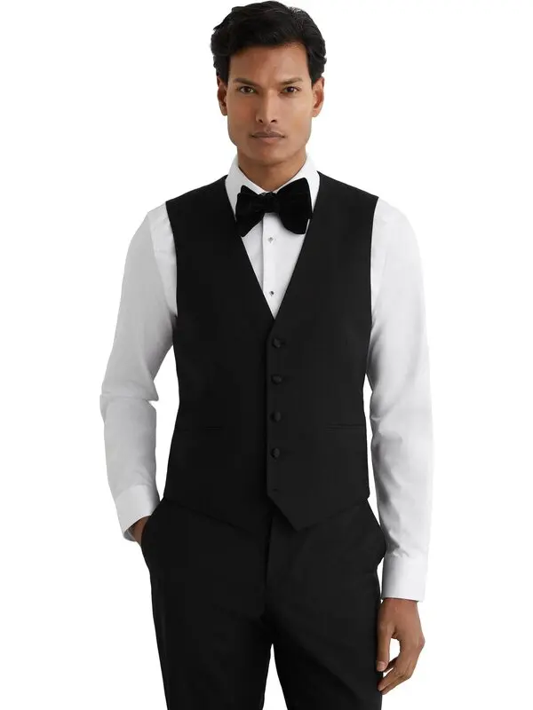 REISS Poker Wool-blend Tailored-fit Waistcoat - Black