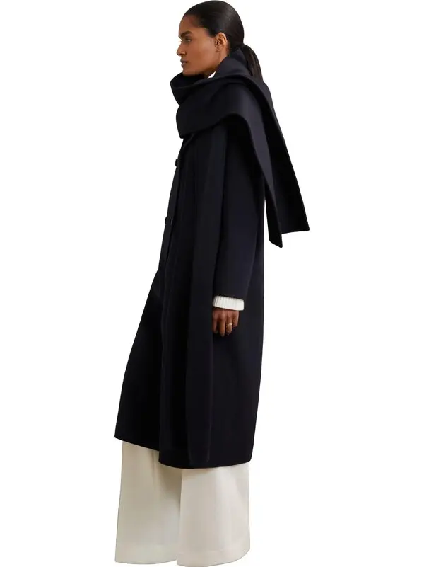 REISS Wool-blend Scarf Blindseam Coat - Navy