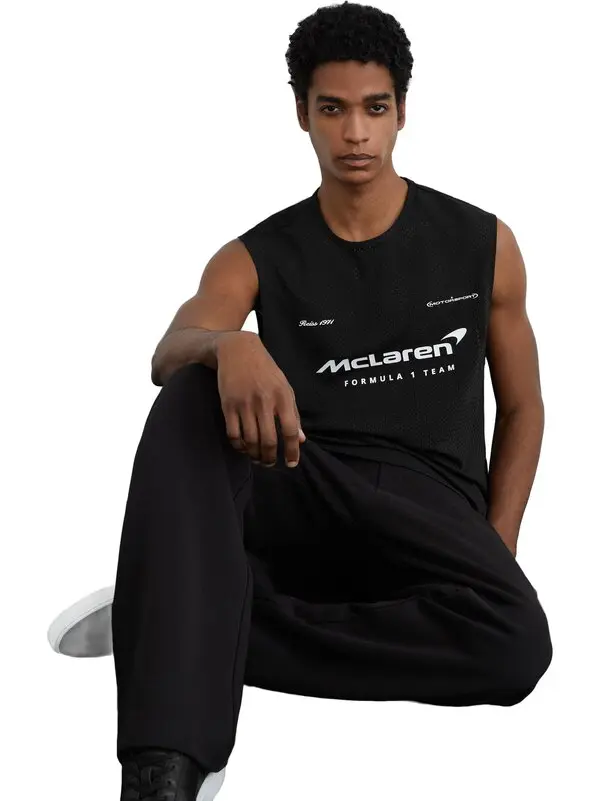 REISS Mclaren Racing Logo-print Mesh Vest - Black