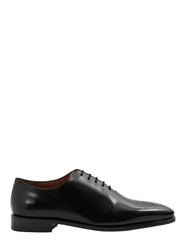 REISS Mead Leather Brogue Shoes - Black