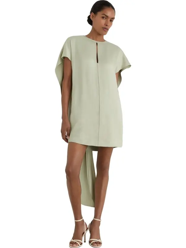 REISS Satin Cape-detail Mini Dress - Silver