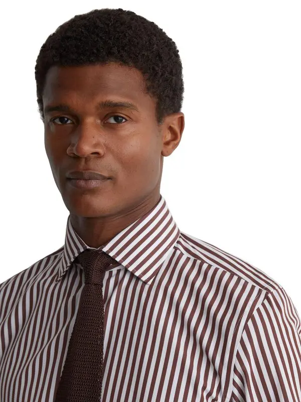 ATELIER Cotton Bengal-stripe Regular-fit Shirt - Brown