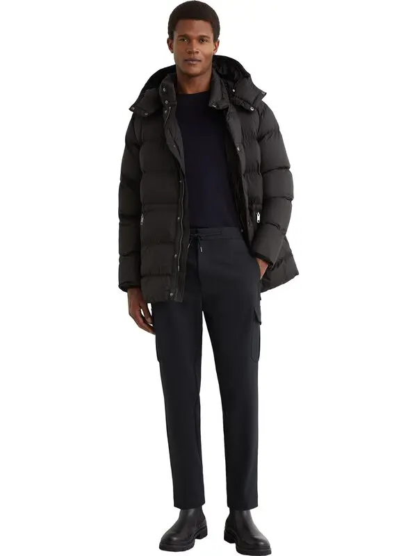 REISS Oshei Technical Drawstring Tapered Trousers - Navy