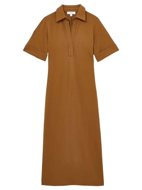REISS Open-collar Bodycon Dress - Brown