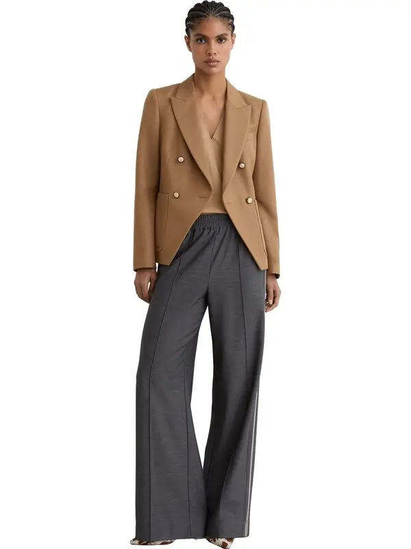 REISS Wool-blend Double-breasted Blazer - Camel