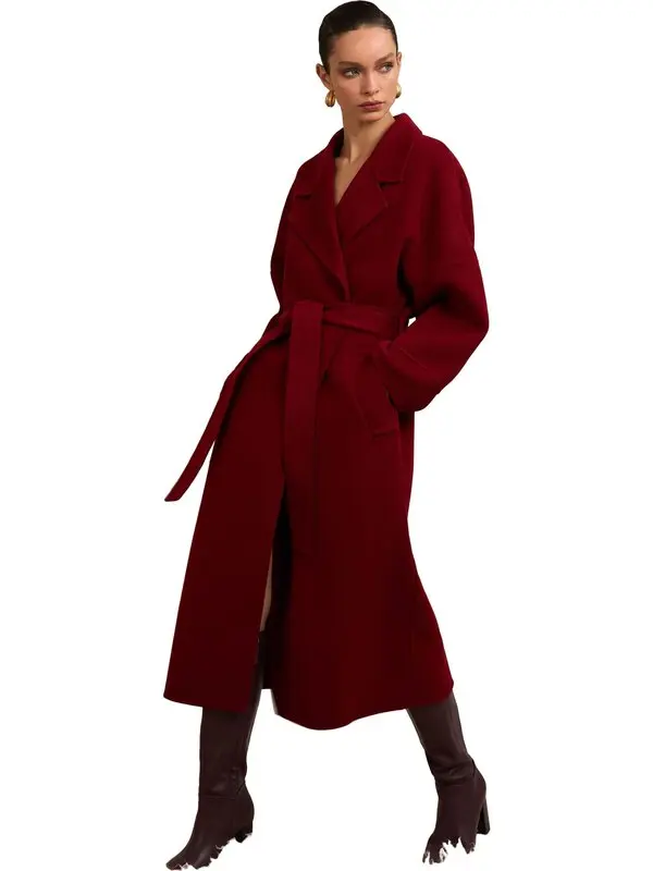 REISS Atelier Wool Blindseam Belted Coat - Red