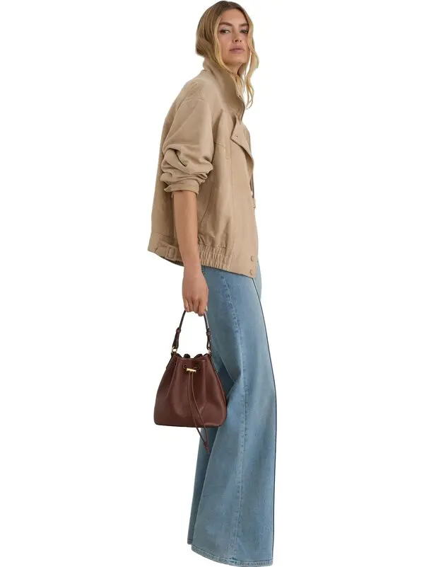 REISS Petite Suede Oversized Jacket - Neutral