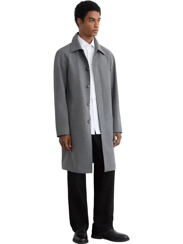 REISS Single-breasted Raglan Raincoat With Wool - Grey