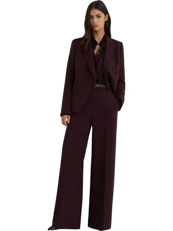 REISS Petite Wide-leg Suit Trousers - Berry