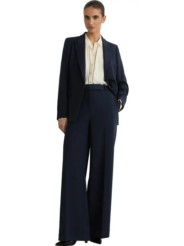 REISS Petite Wide-leg Suit Trousers - Navy