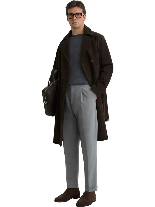 REISS Tailored Fit Wool-blend Suit Trousers With Side Adjusters - Light Grey