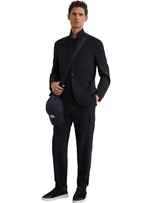 REISS Slim-leg Cargo Trousers - Navy