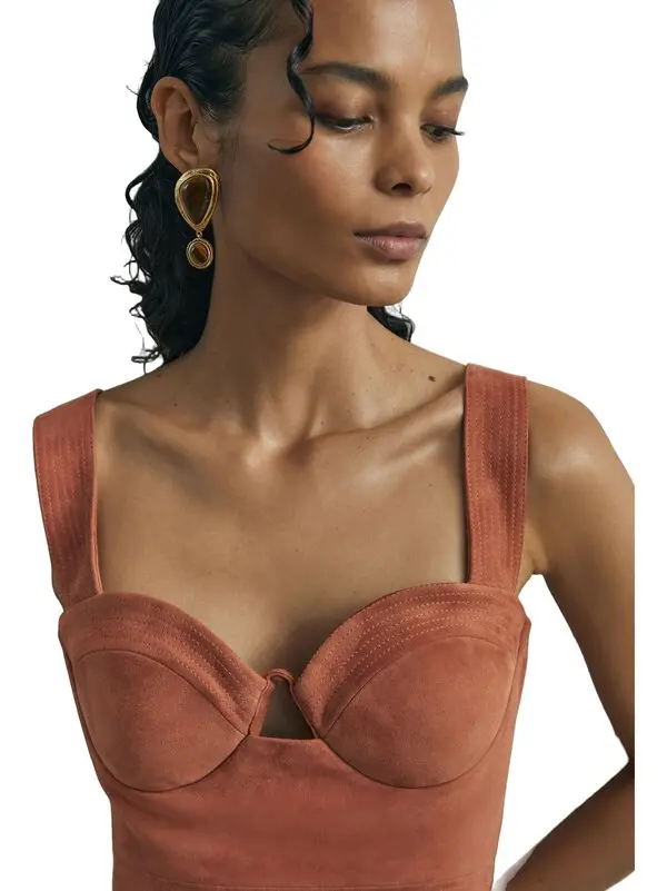 ATELIER Suede Bustier Top - Rust