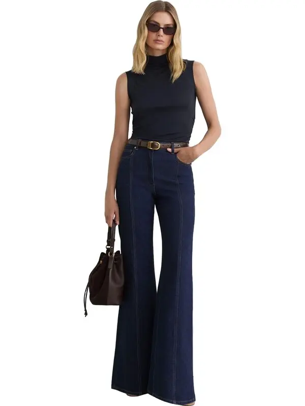 REISS Hattie Funnel Neck Jersey-knit Vest - Navy