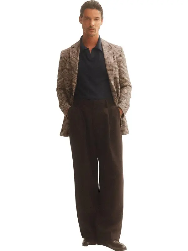 REISS Monogram Relaxed-fit Belted Trousers - Brown
