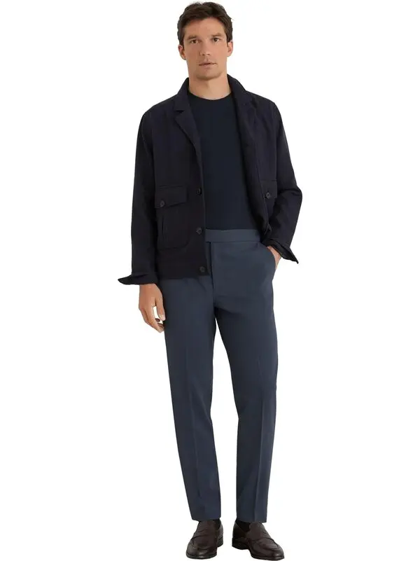 REISS Slim-fit Drawstring Trousers In Technical Fabric - Blue