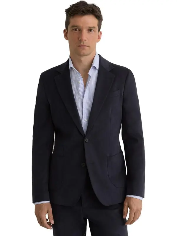 REISS Brushed Twill Single-breasted Blazer Tailored-fit - Navy
