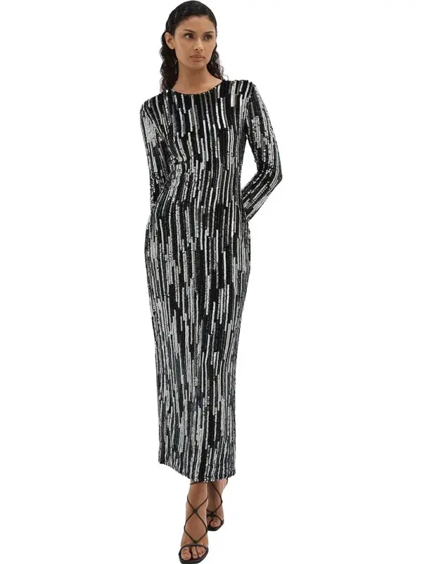 ILTA Black & Silver Sequin Halter Neck Dress - Black/silver