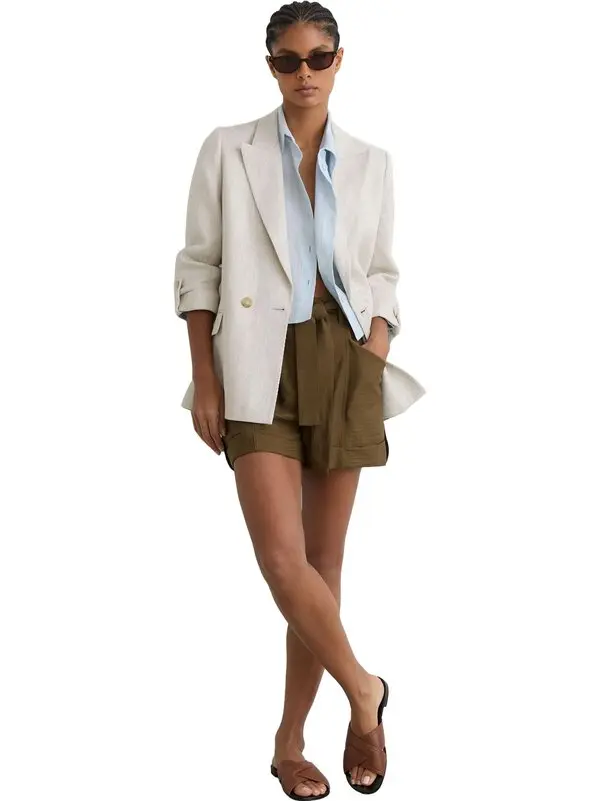 REISS Leather Cross-strap Flat Sandals - Tan