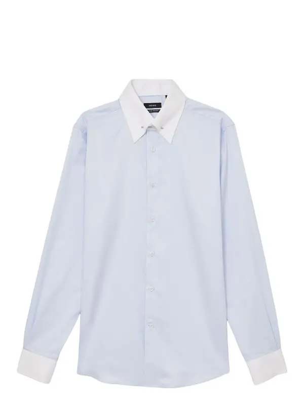 REISS Caldwell Shirt Cotton Plain - Contrast S Blue