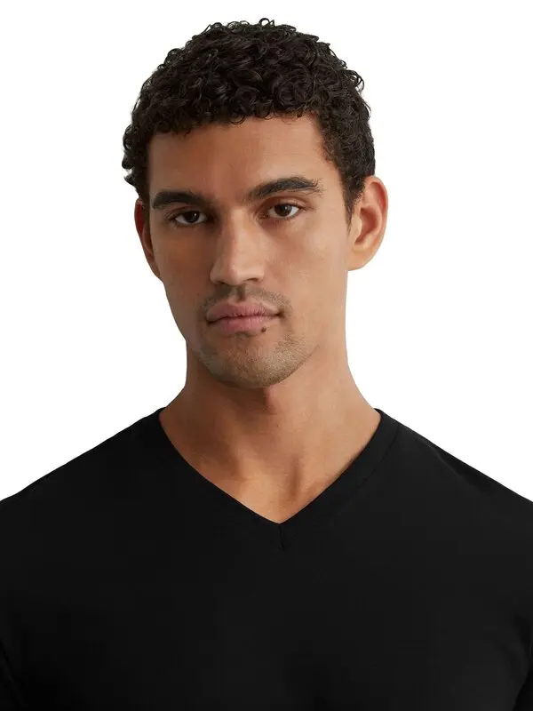 REISS Cotton V-neck Tailored-fit T-shirt - Black