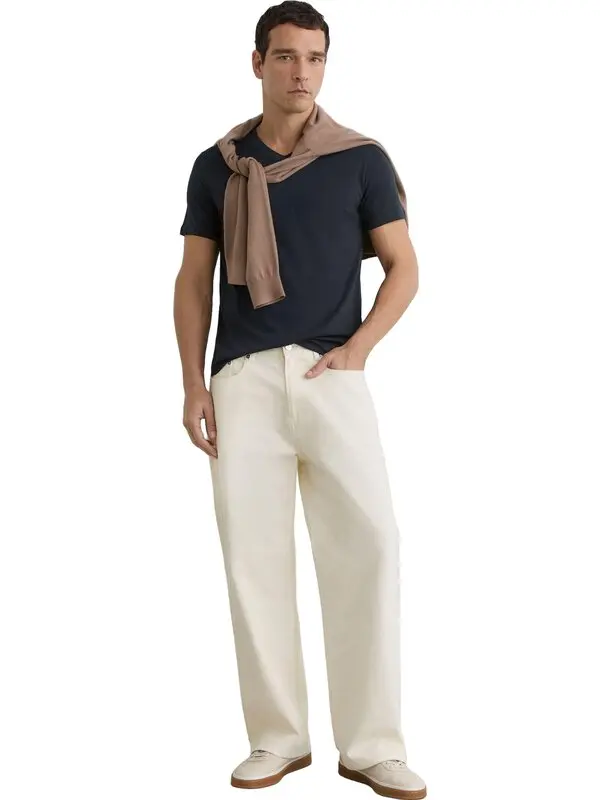 REISS Cotton V-neck Tailored-fit T-shirt - Navy